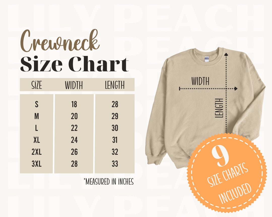 Gildan 18000 Size Chart, 18000 Size Chart, Gildan Crewneck Size Chart ...