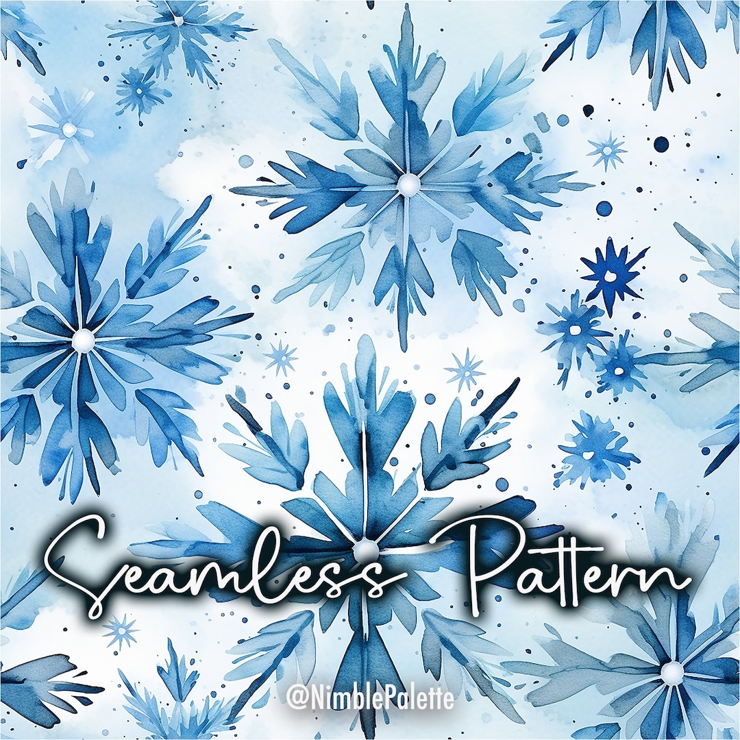 Printable Blue Snowflake Seamless Pattern Christmas Vibes - Etsy