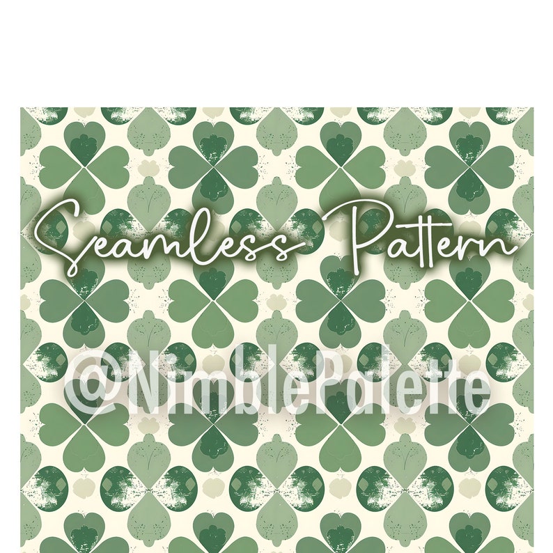 Printable St Patricks Day Seamless 4 Leaf Pattern Digital Pattern ...