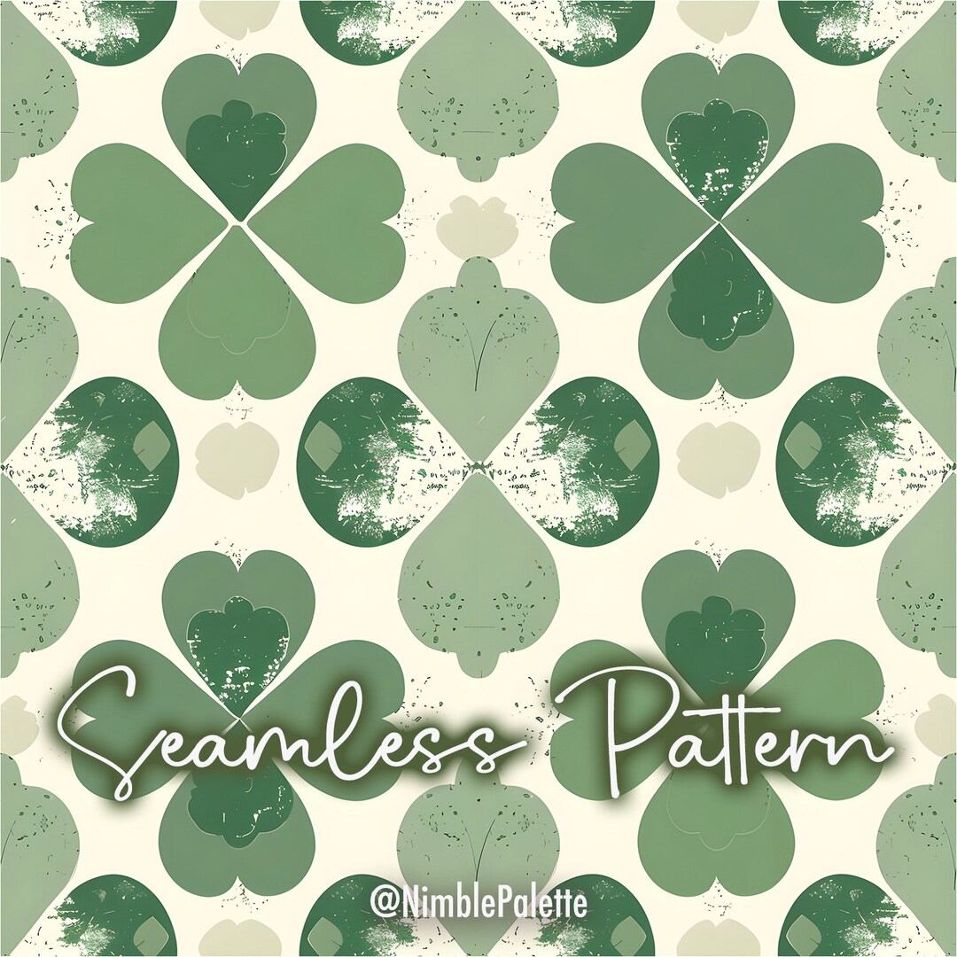 Printable St Patricks Day Seamless 4 Leaf Pattern Digital Pattern ...