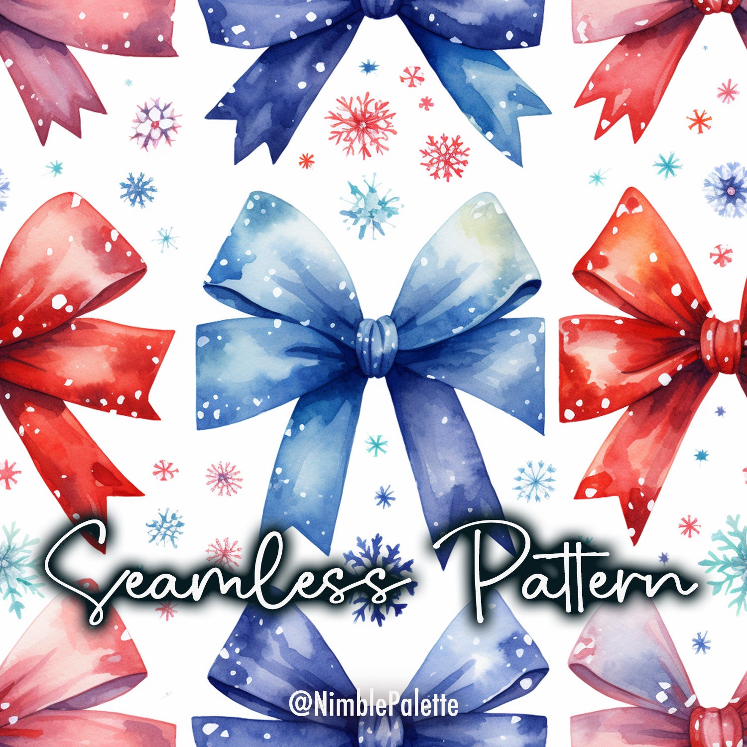 Printable Blue and Red Ribbon Seamless Pattern Christmas - Etsy