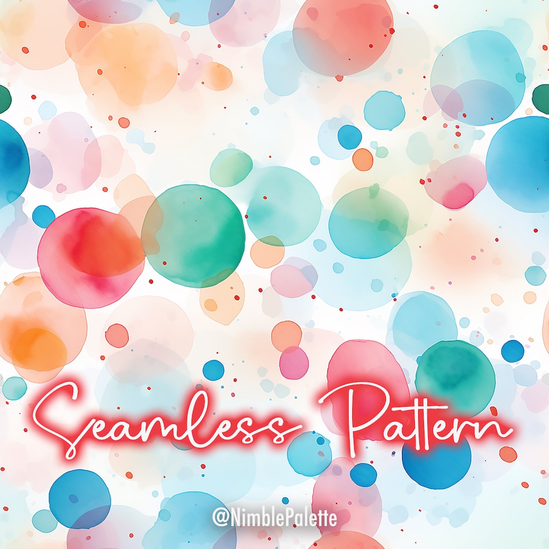 Printable Watercolor Polka Dot Seamless Pattern, Colorful Dots ...