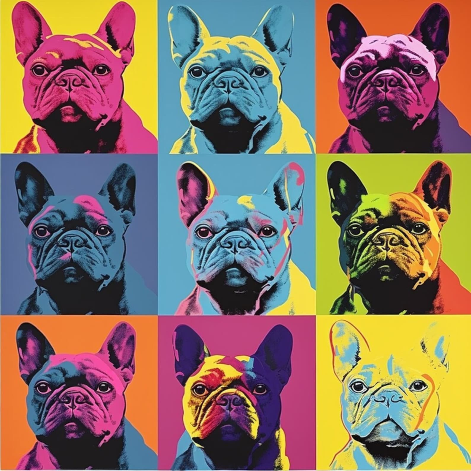 Canine Pop Fusion: A Whimsical Andy Warhol-inspired Frenchie Collage - Etsy
