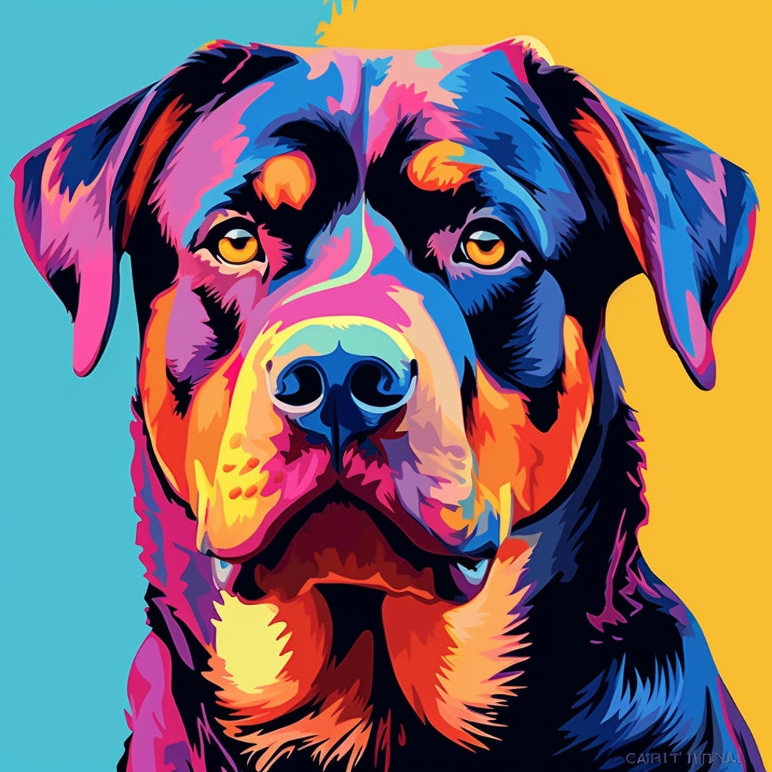 Rottweiler Pop: A Striking Tribute to the Powerful in Warhol's Style - Etsy