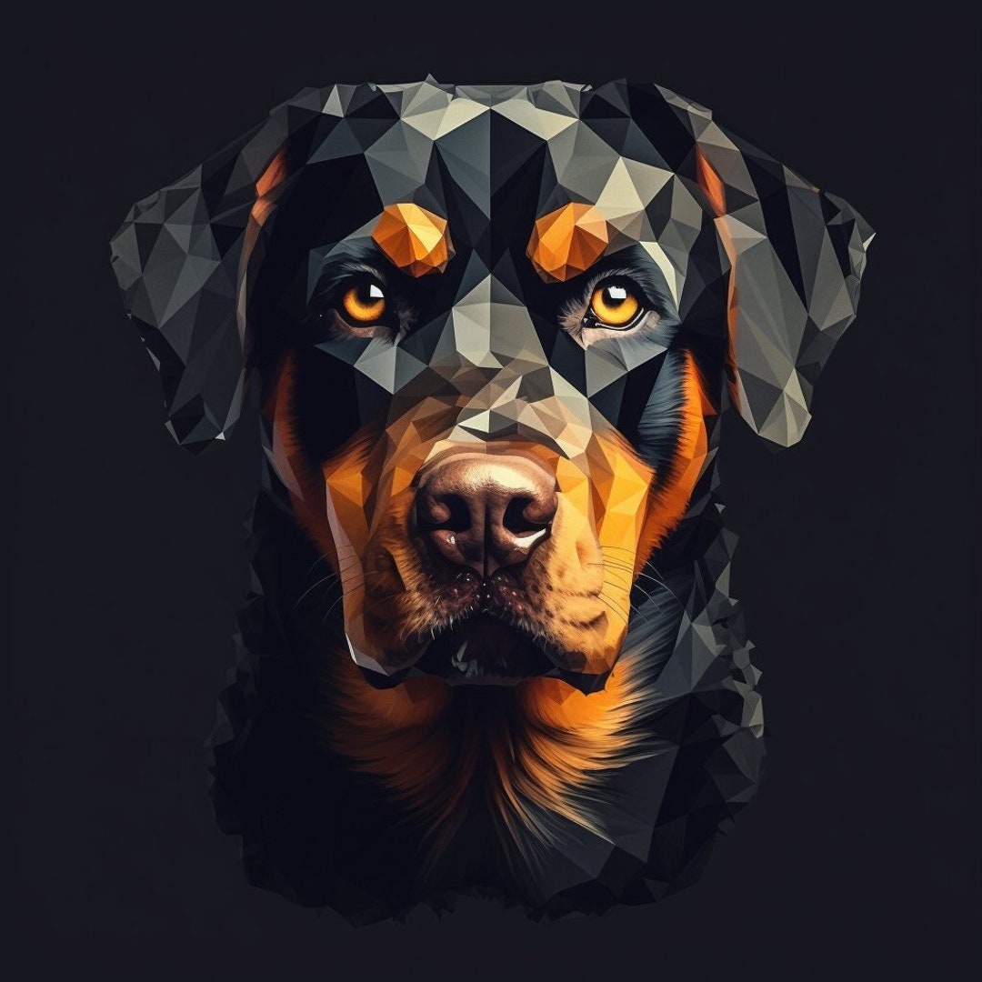 Geometric Style Rottweiler Wall Art - Etsy