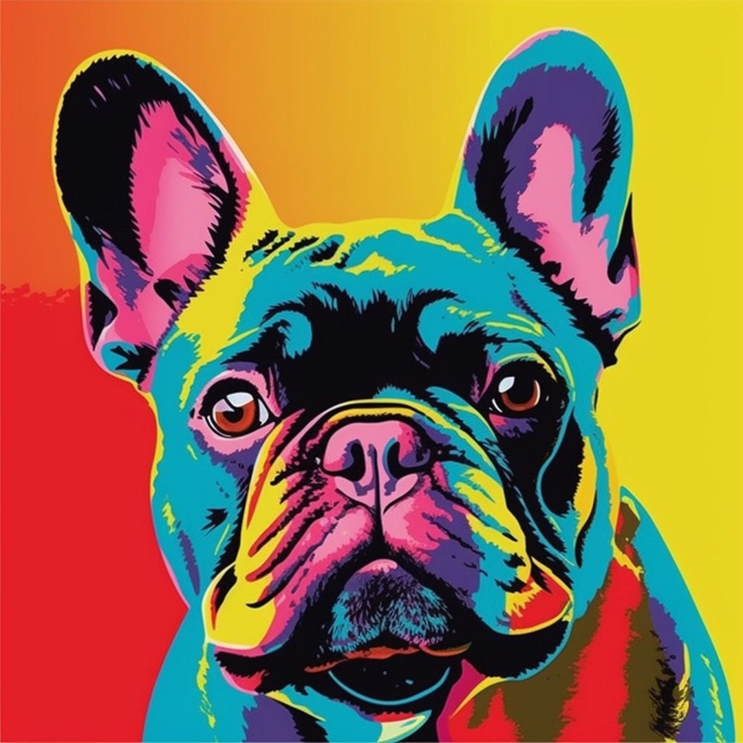 Pop Frenchie: A Vibrant Ode to Canine Charisma in Warhol's Style - Etsy