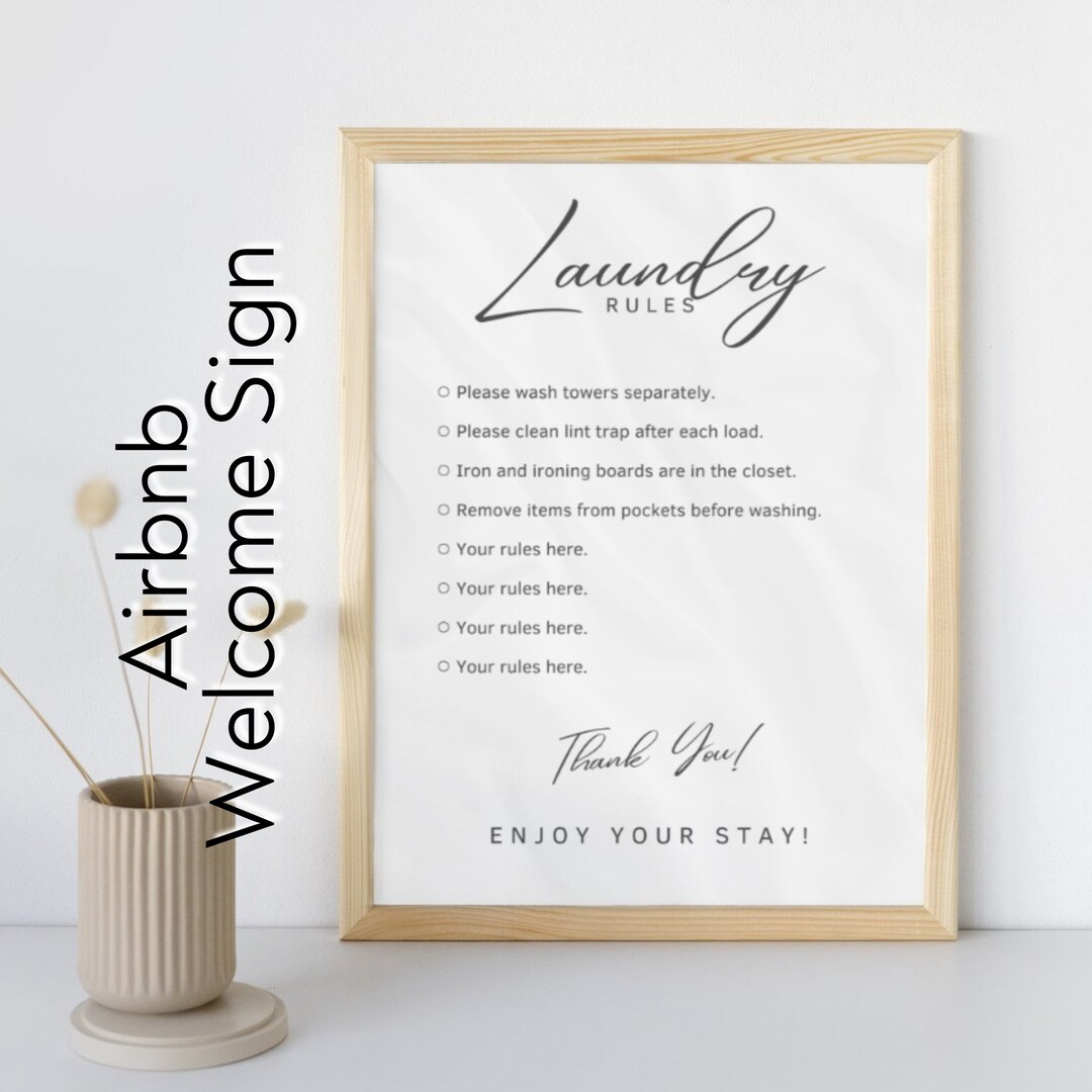 Airbnb Laundry Sign Template / Airbnb Welcome Guide / Final Airbnb ...