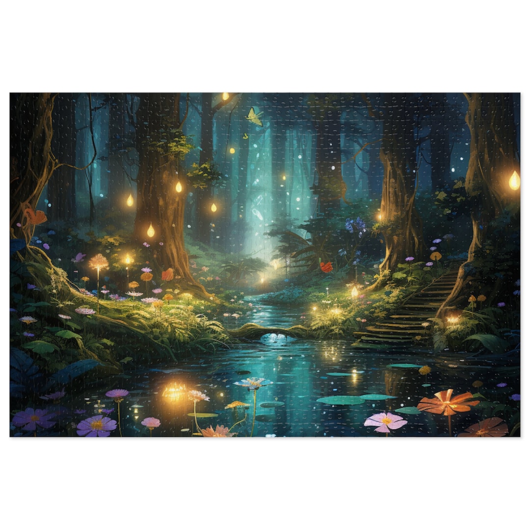 Enchanted Magical Forest Jigsaw Puzzle Choose From 30 to 1000 Pieces ...