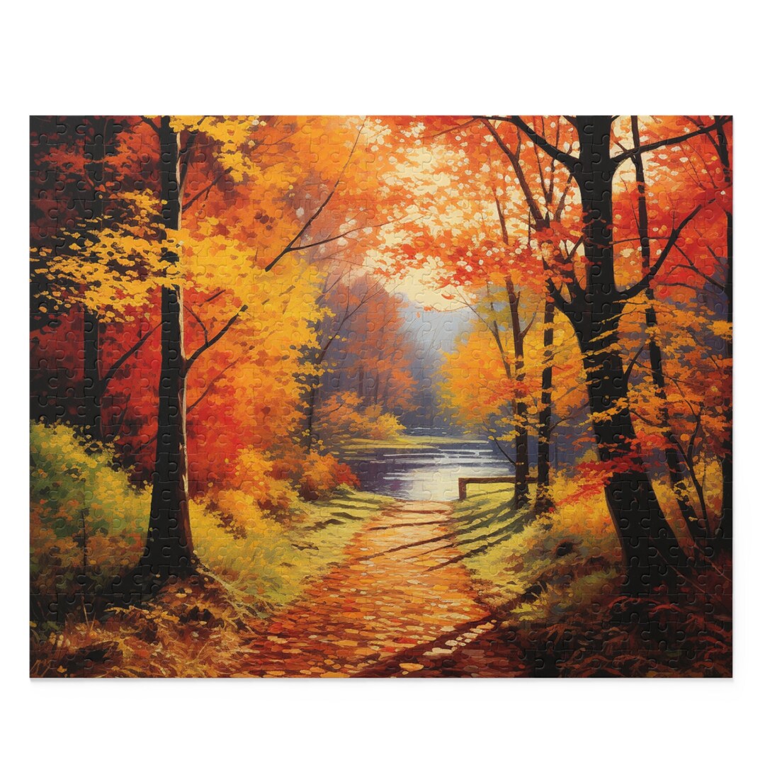 Fall Forest Path Jigsaw Puzzle Choose 120 to 500 Pieces - Etsy