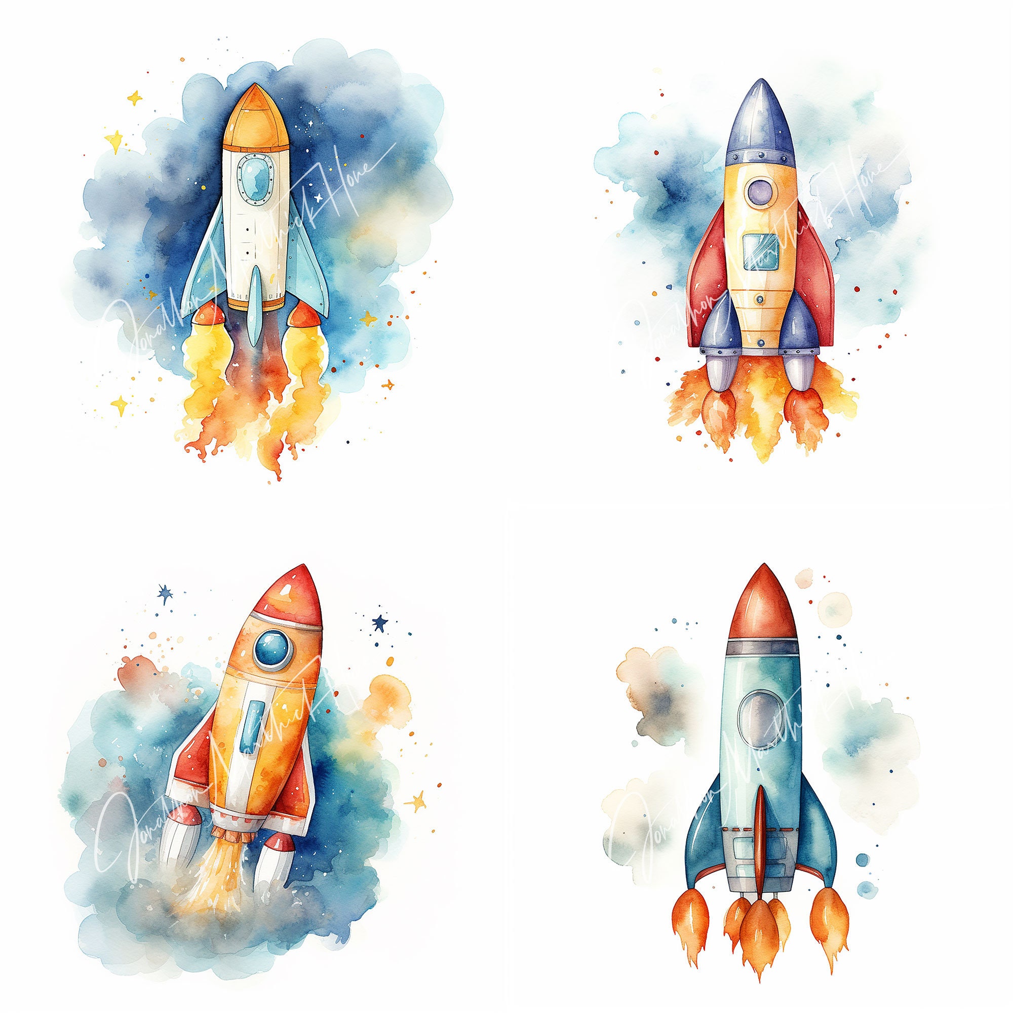 Watercolour Rocket Clipart Rocket PNG Clipart Space Rocket Graphics ...