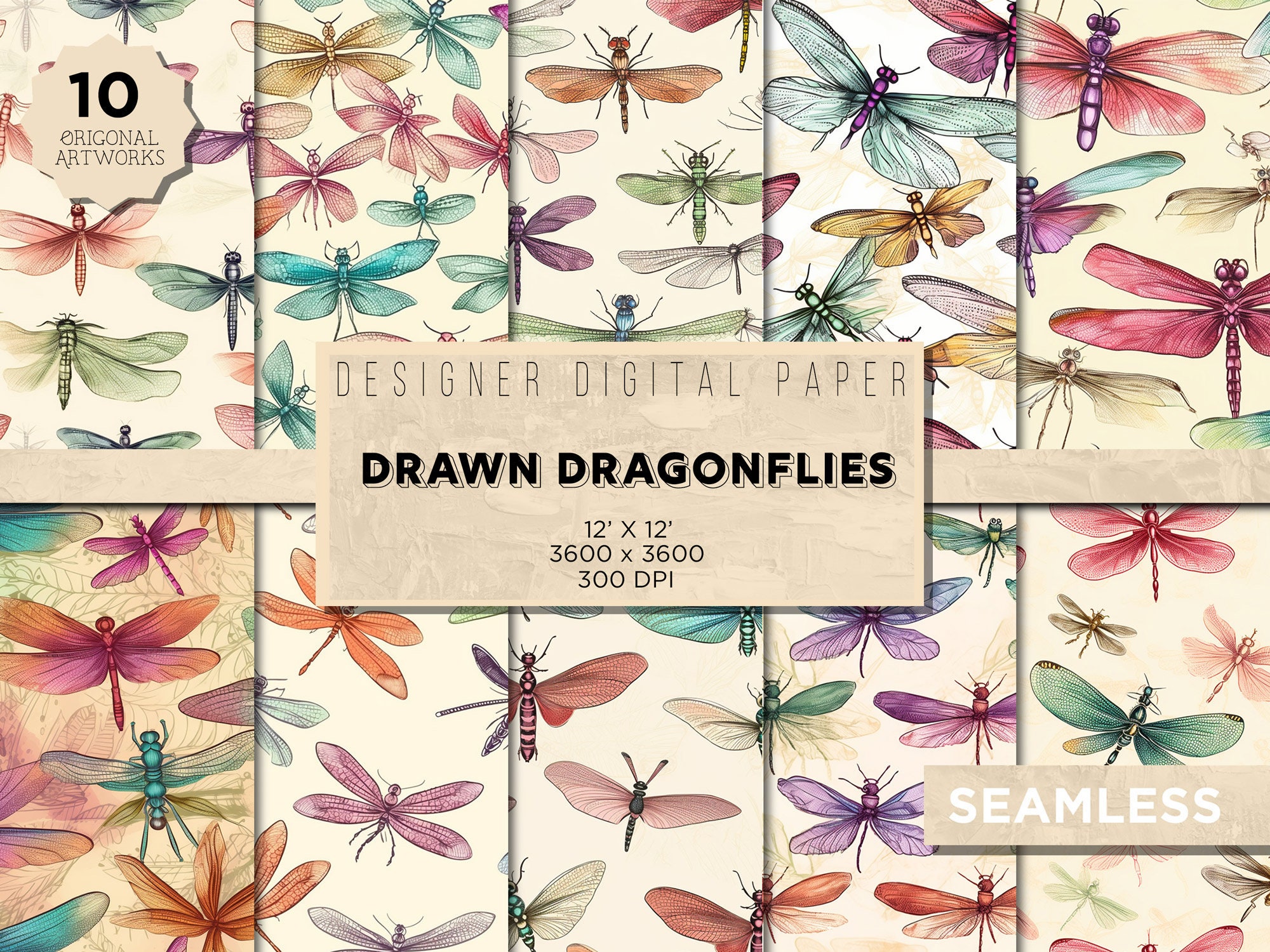 10 Drawn Dragonflies | Dragonfly Patterns Seamless Dragonflies Fairy ...