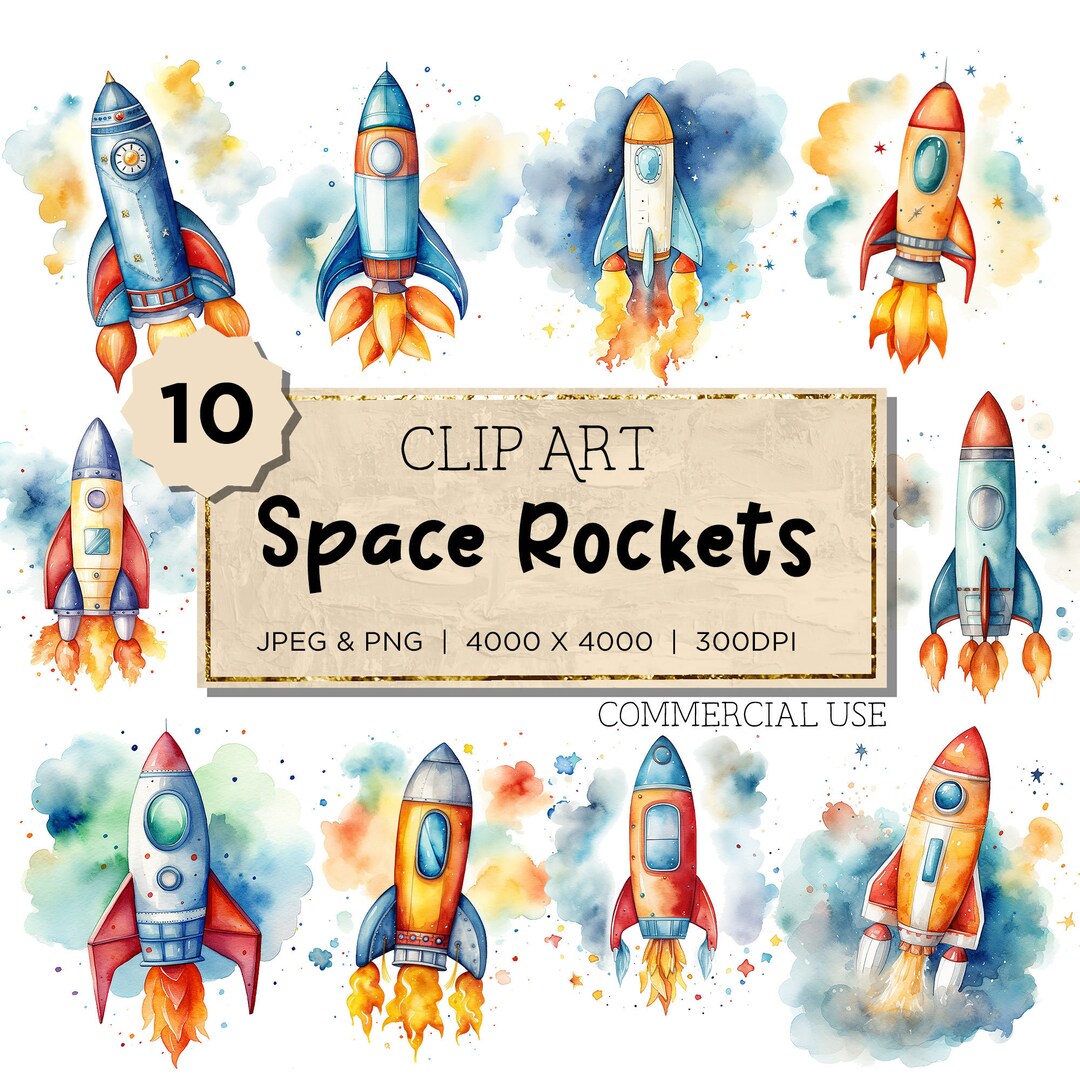 Watercolour Rocket Clipart Rocket PNG Clipart Space Rocket Graphics ...