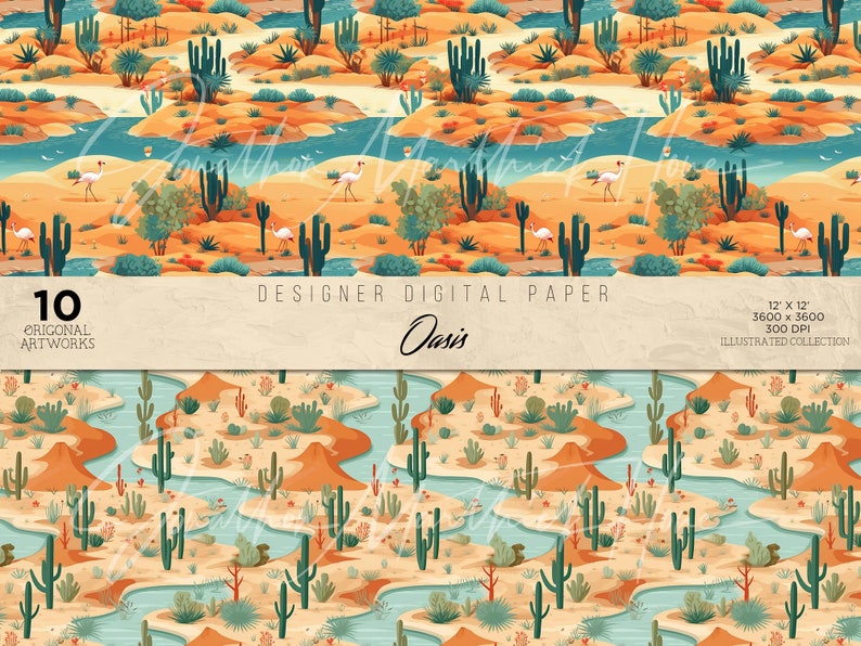 Desert Oasis | 10 Seamless Patterns Digital Paper Desert Oasis Art ...