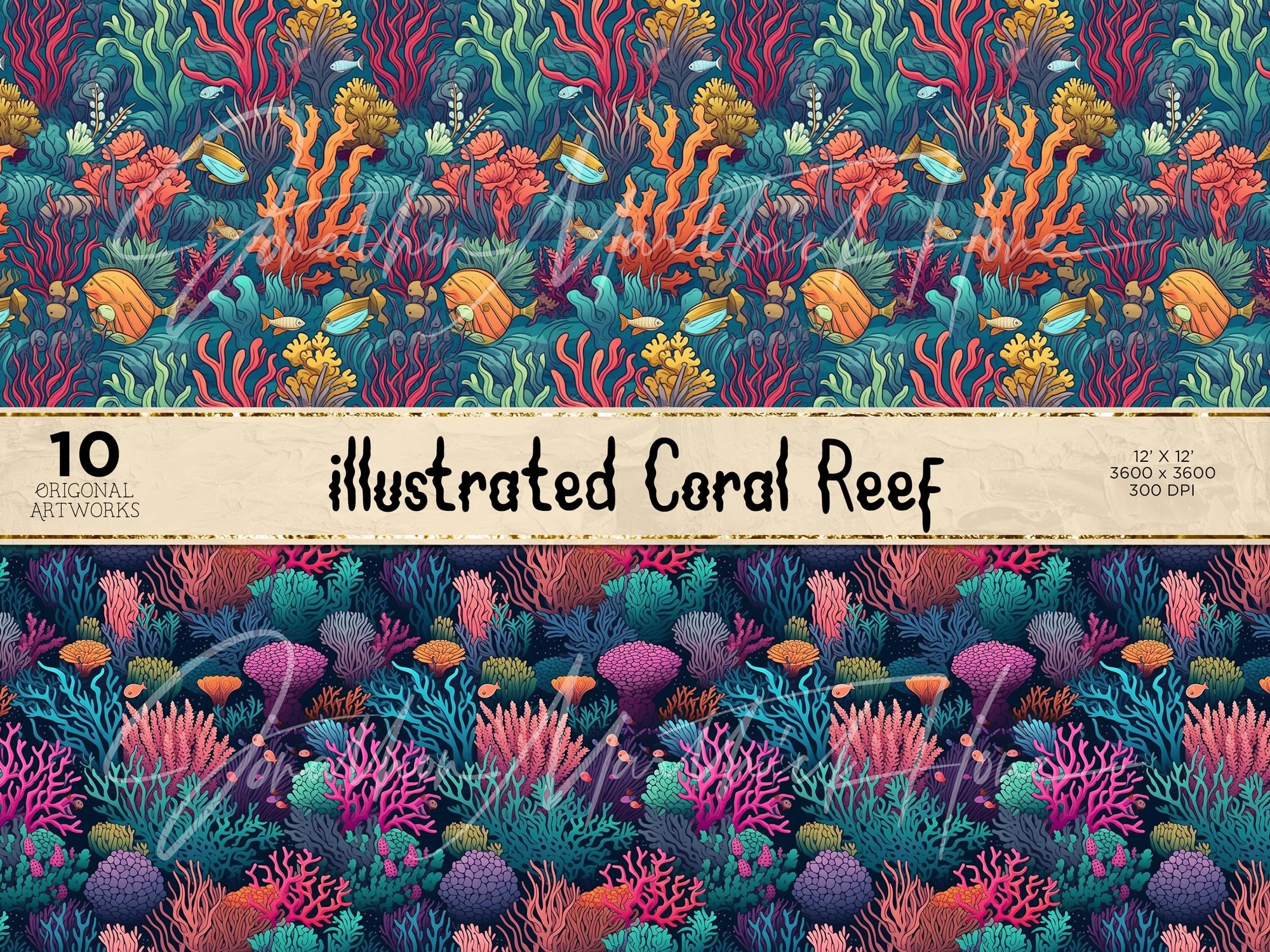 10 Illustrated Coral Reef | Coral Reef Background Coral Reef Pattern ...