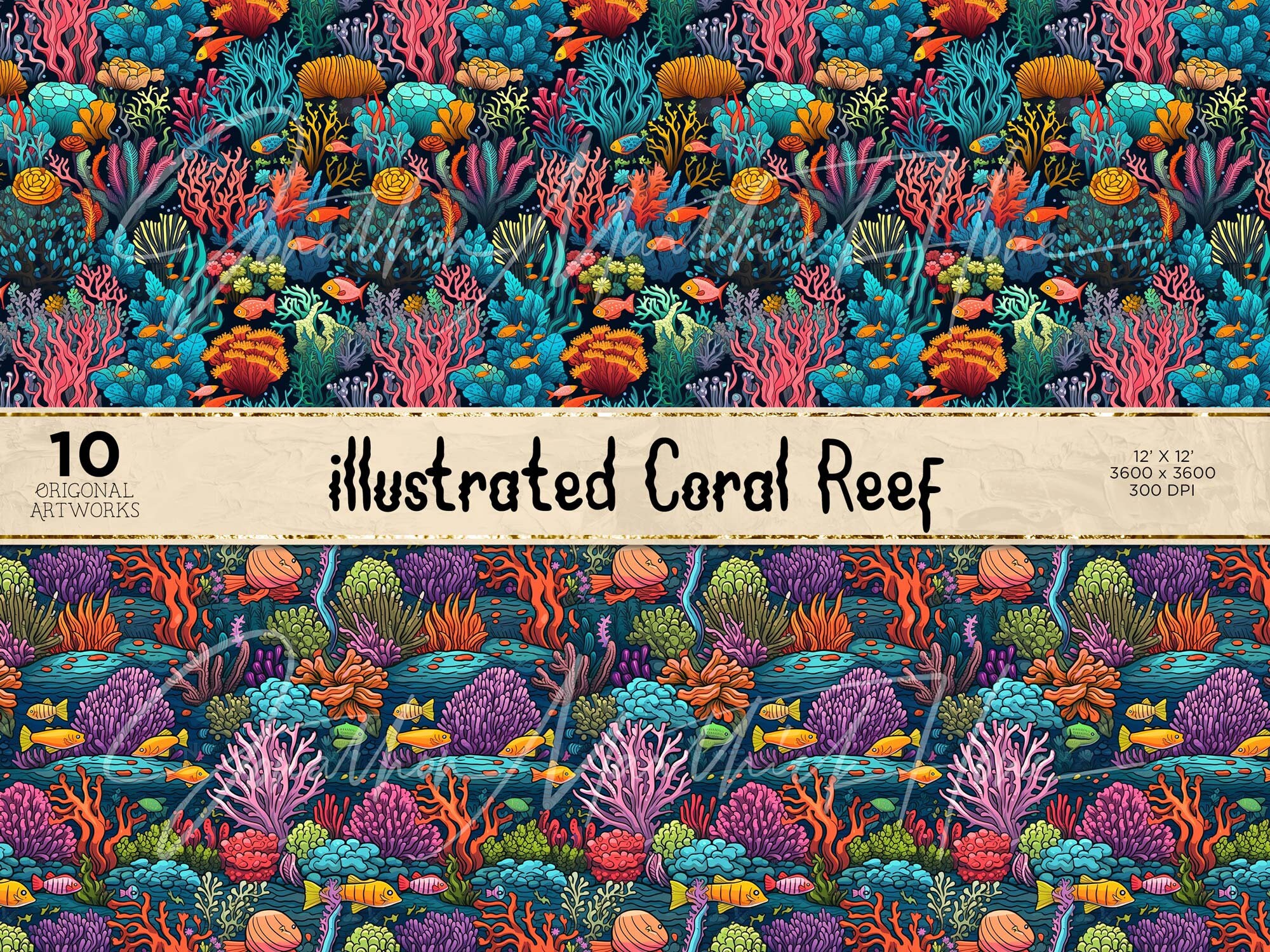 10 Illustrated Coral Reef | Coral Reef Background Coral Reef Pattern ...