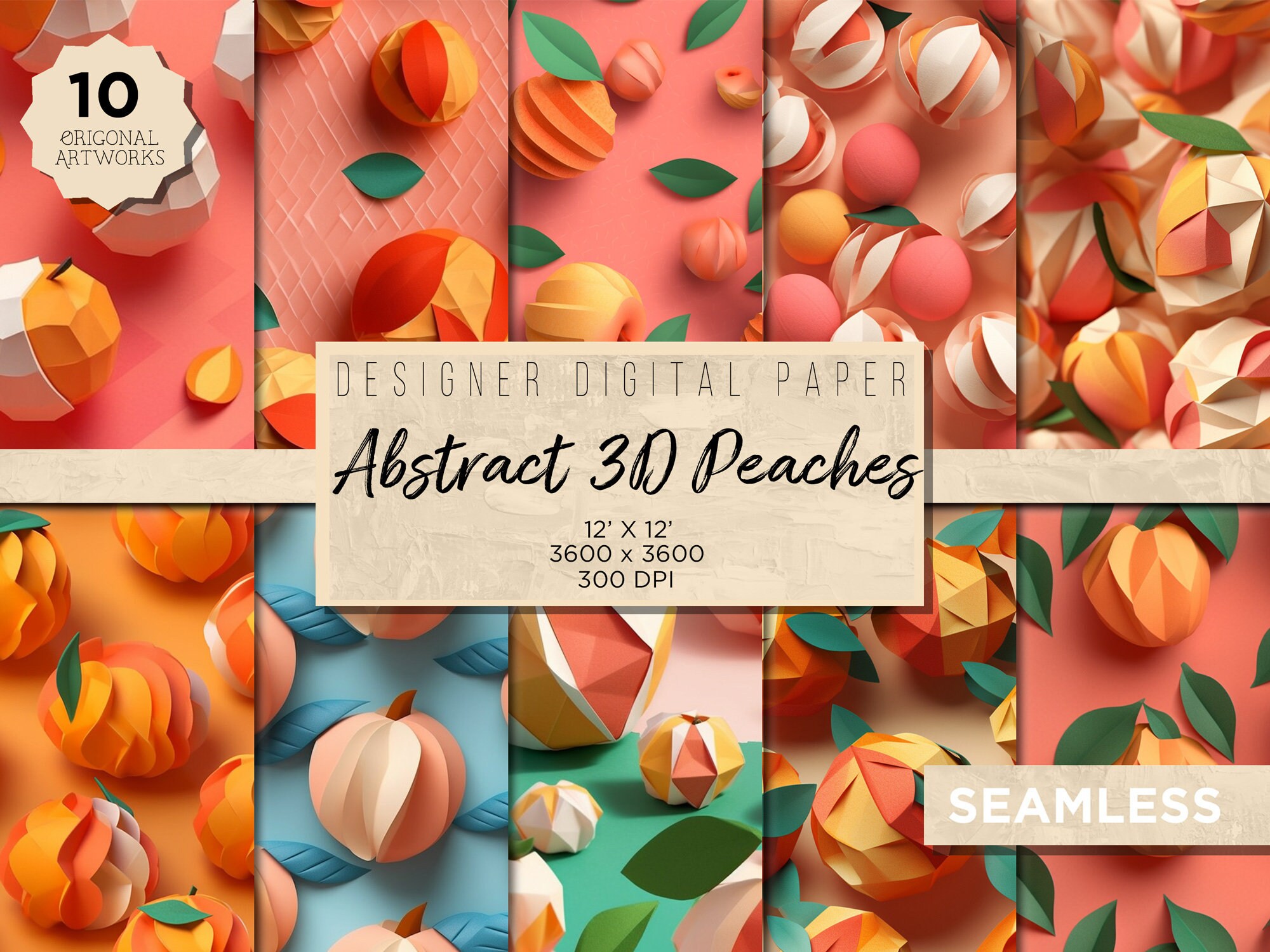 10 Abstract Peaches | Peaches Clipart Peach Pattern Peach Digital Paper ...