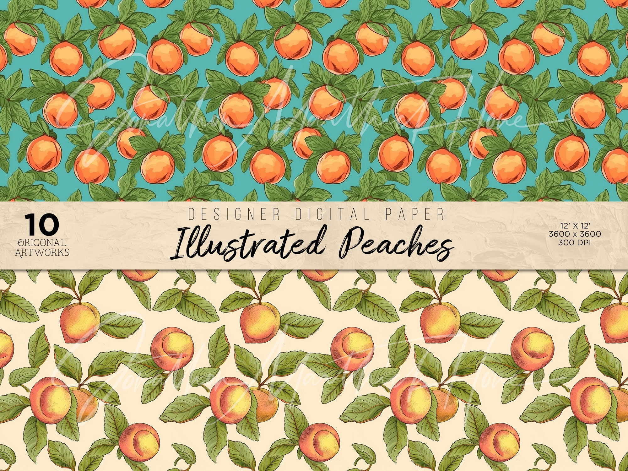 10 Illustrated Peaches | Peaches Clipart Peach Pattern Peach Digital ...