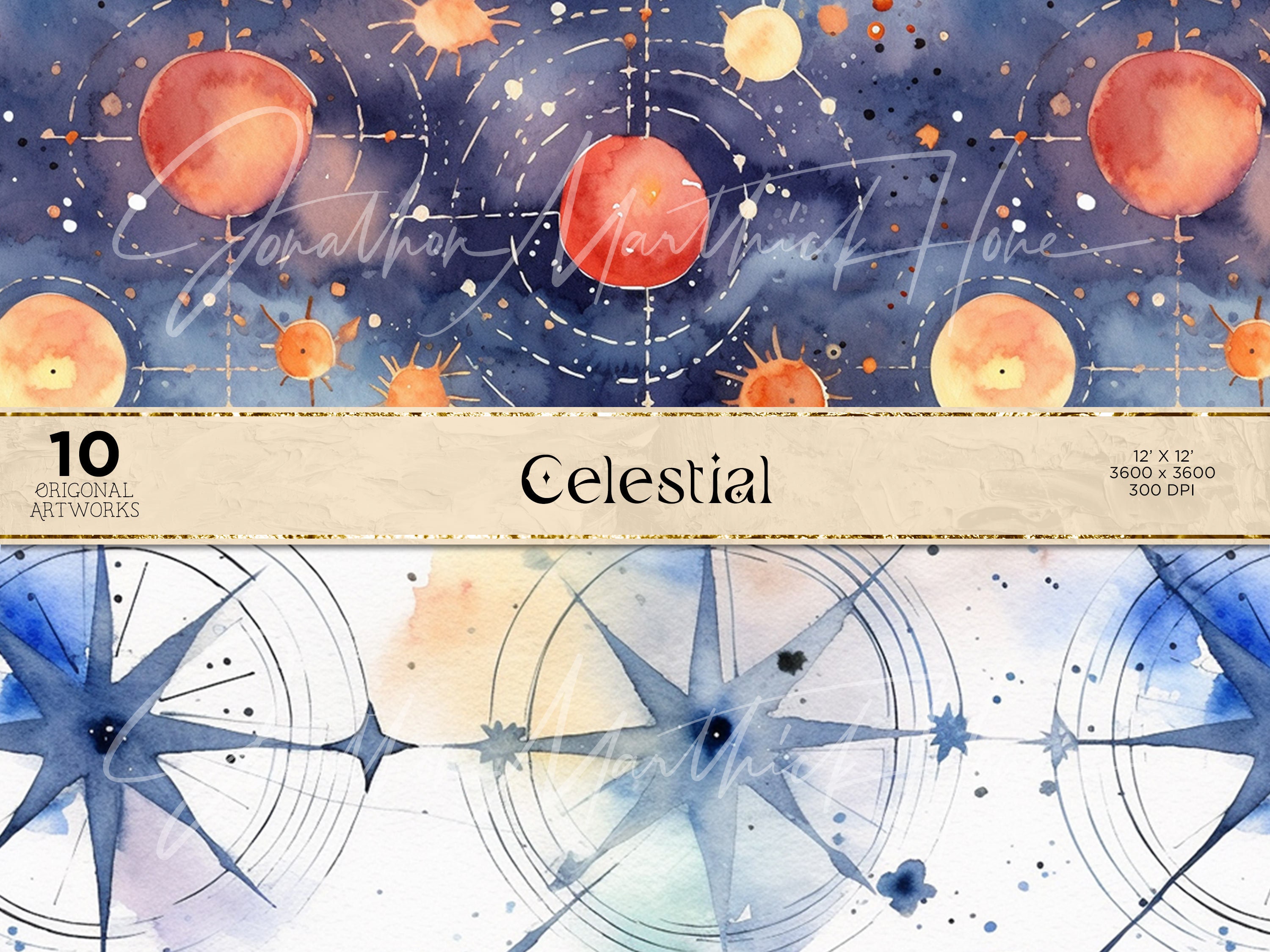 10 Watercolour Celestial | Watercolour Galaxy Seamless Celestial Mystic ...