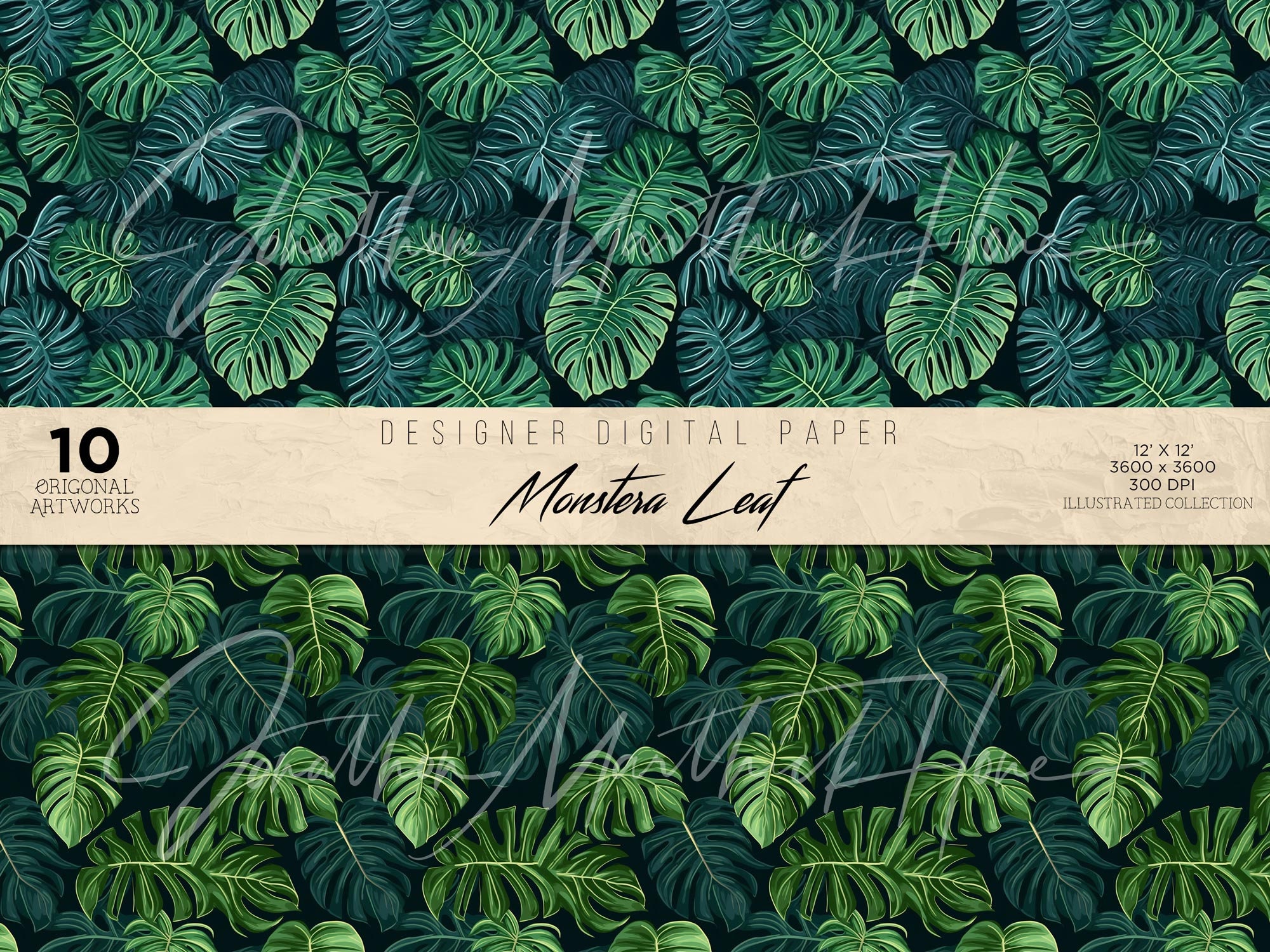 Monstera Leaf 10 Seamless Patterns Digital Paper Monstera Leaf Design ...