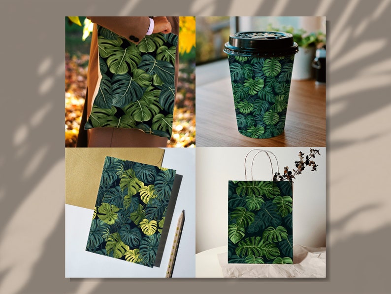Monstera Leaf 10 Seamless Patterns Digital Paper Monstera Leaf Design ...