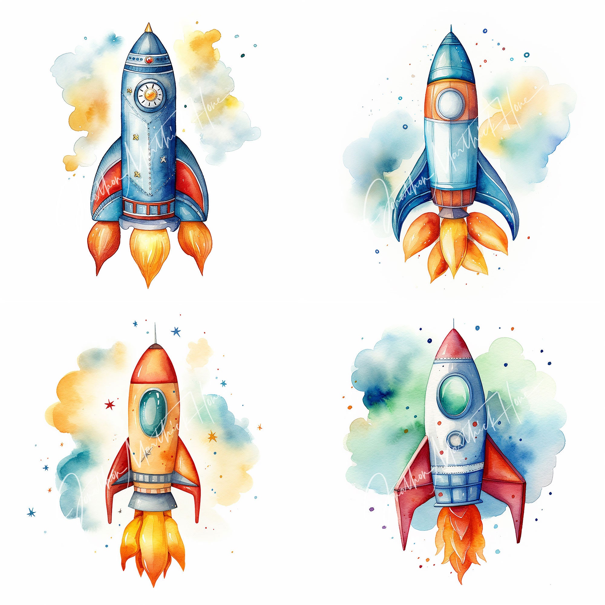 Watercolour Rocket Clipart Rocket PNG Clipart Space Rocket Graphics ...