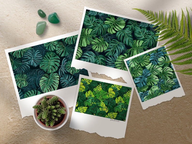 Monstera Leaf 10 Seamless Patterns Digital Paper Monstera Leaf Design ...