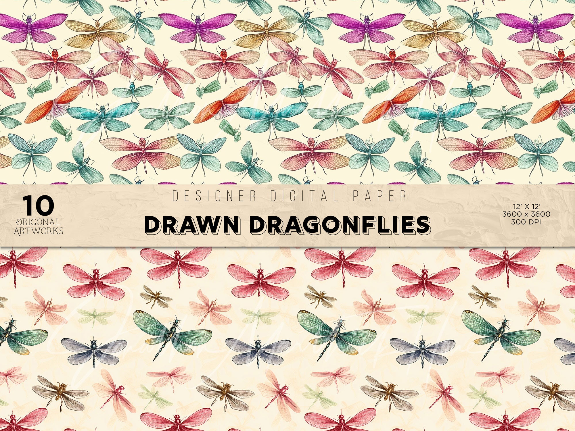 10 Drawn Dragonflies | Dragonfly Patterns Seamless Dragonflies Fairy ...