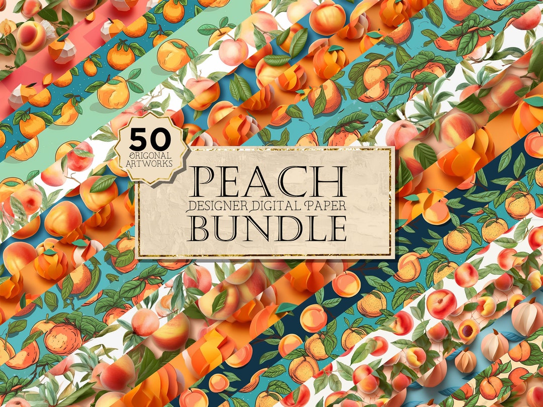 50 Peaches Bundle | Peaches Clipart Peach Pattern Peach Digital Paper ...