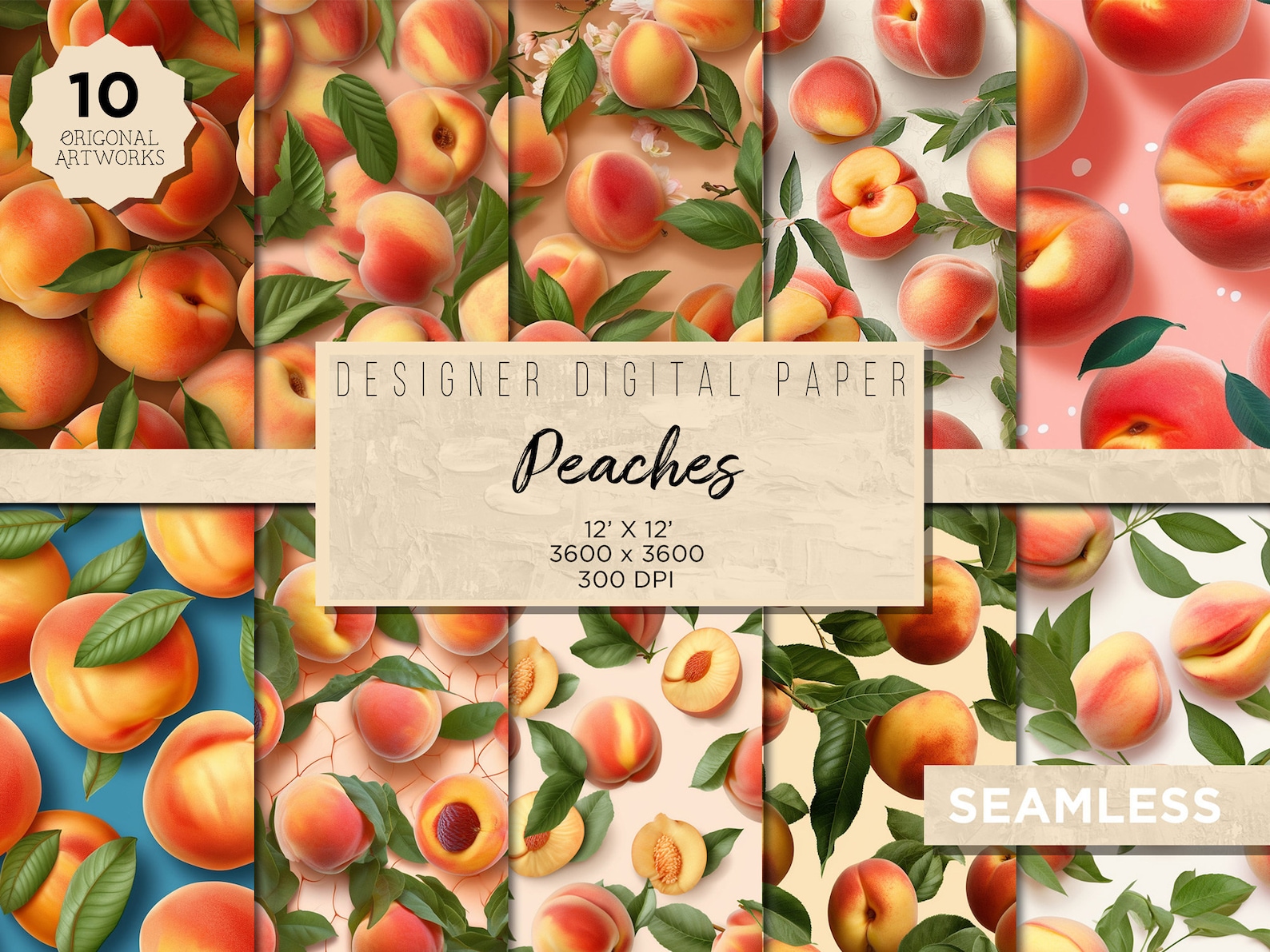 50 Peaches Bundle | Peaches Clipart Peach Pattern Peach Digital Paper ...
