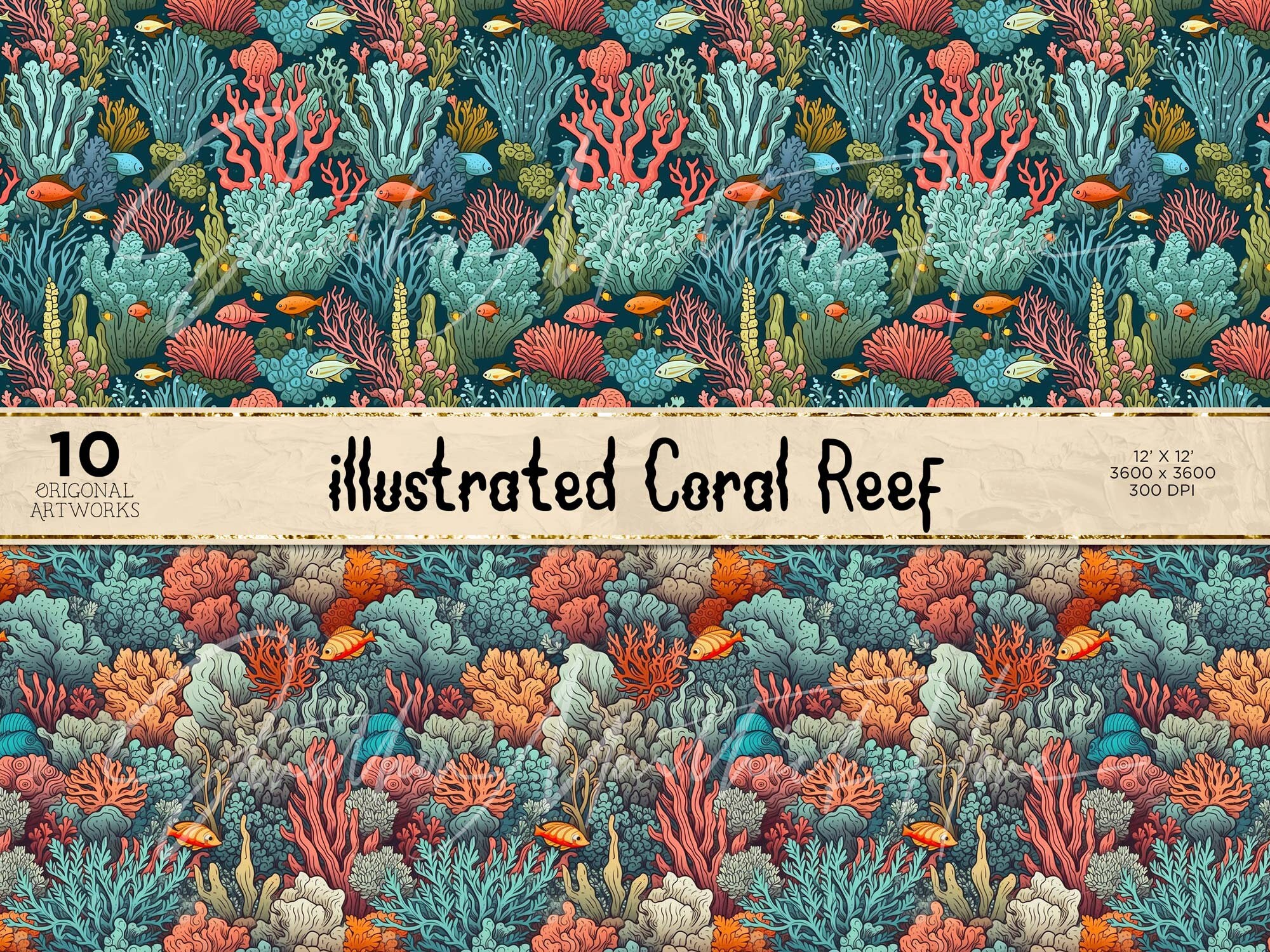 10 Illustrated Coral Reef | Coral Reef Background Coral Reef Pattern ...
