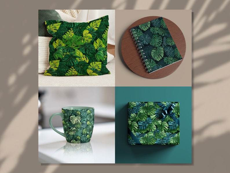 Monstera Leaf 10 Seamless Patterns Digital Paper Monstera Leaf Design ...