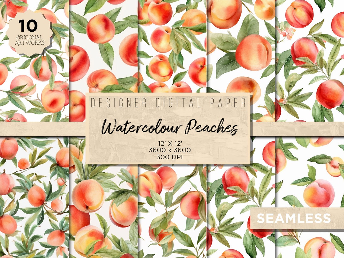 50 Peaches Bundle | Peaches Clipart Peach Pattern Peach Digital Paper ...
