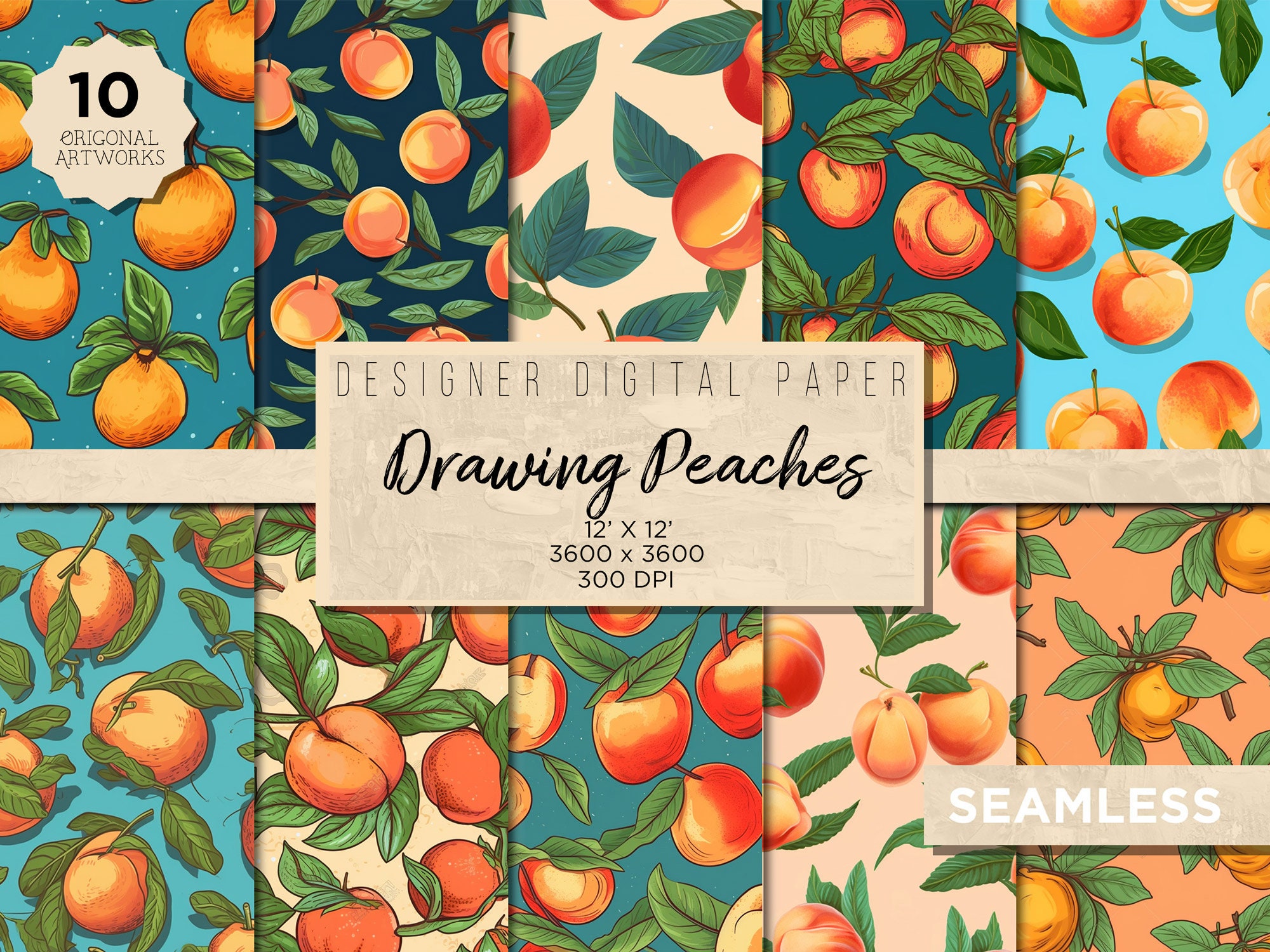 50 Peaches Bundle | Peaches Clipart Peach Pattern Peach Digital Paper ...