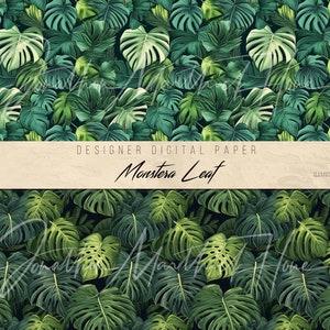 Monstera Leaf 10 Seamless Patterns Digital Paper Monstera Leaf Design ...