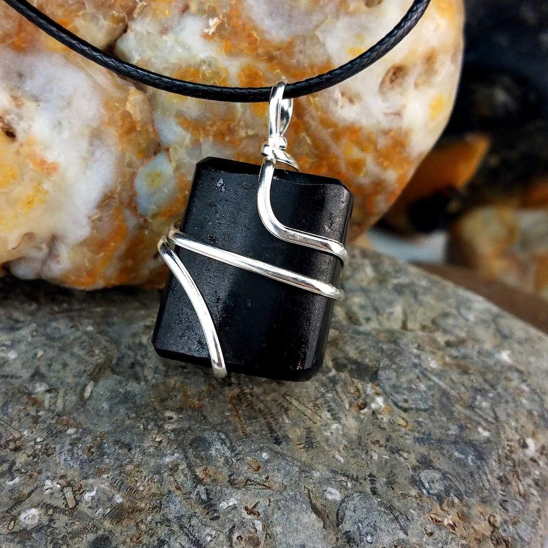 Black Tourmaline Crystal Pendant Necklace, Wire Wrapped Pendant for ...