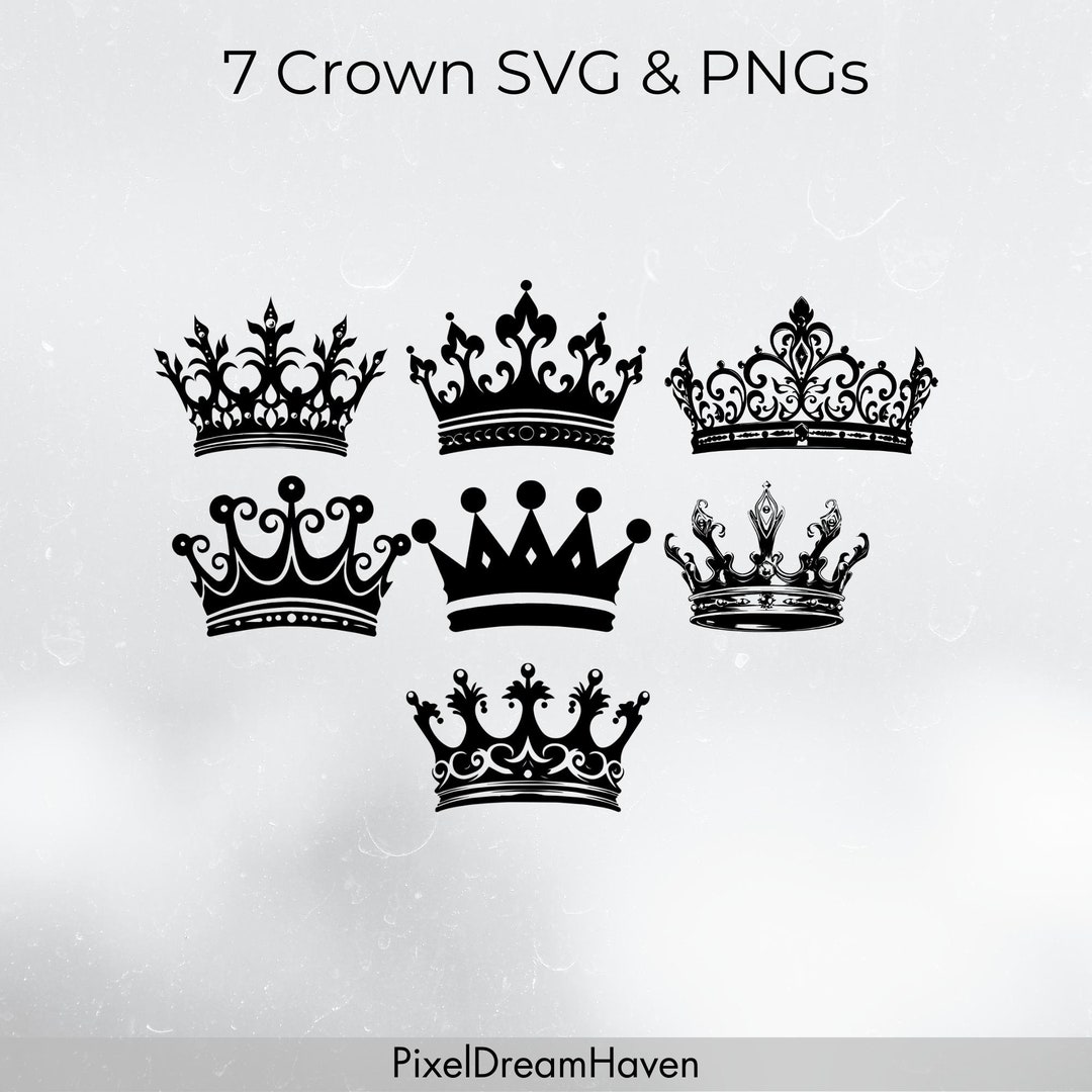 7x Crowns SVG & PNG, Elegant Crown Transparent Png, Crown Svg, Royal ...