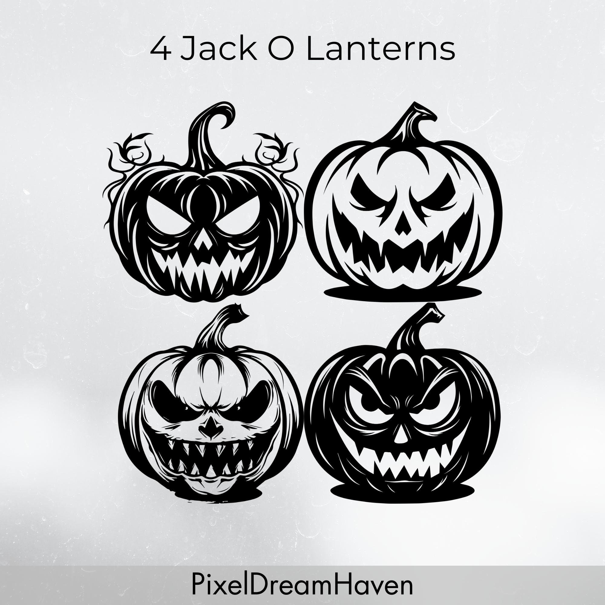 4 Jack O Lanterns SVG, Halloween PNG & SVG Files Jack O Lantern Digital ...