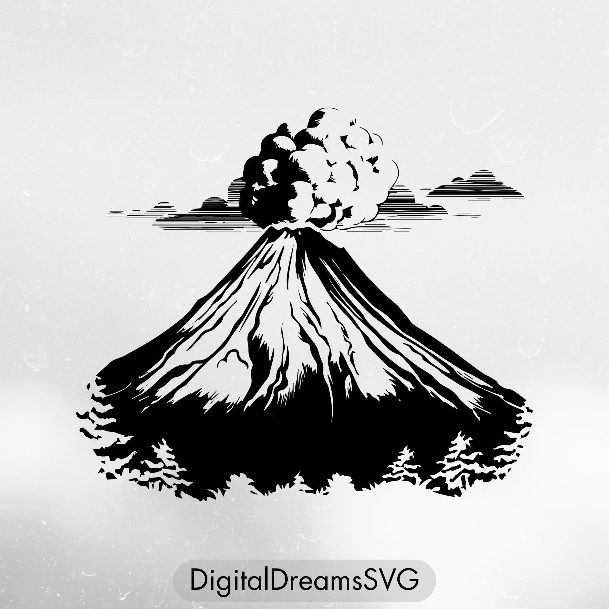 Volcano Clip Art Black And White