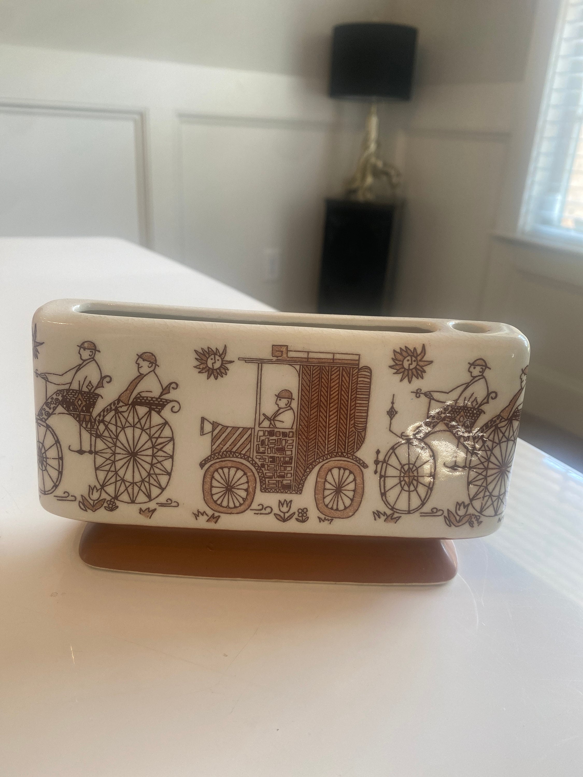 Vintage Folk Art Ceramic Stationary Desk Secretary Caddy - Etsy