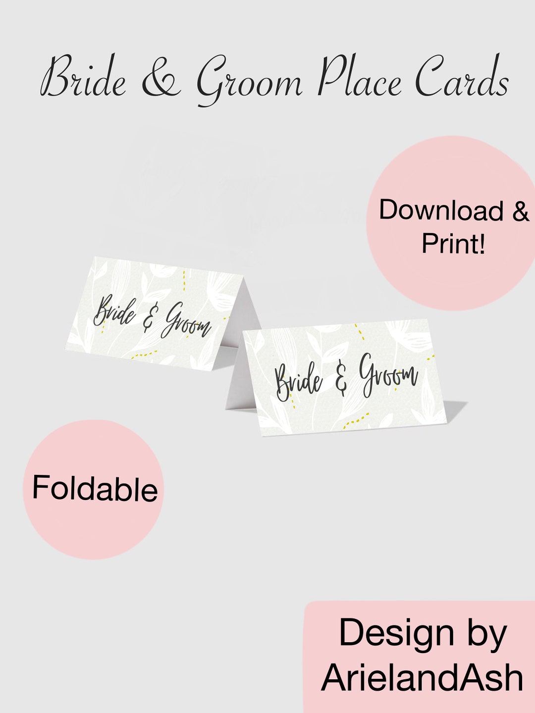 Wedding Bride and Groom Placement, Placement Card Download, Instant ...