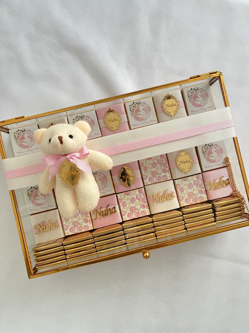 Luxury Baby Chocolate Box, Baptism Chocolate, Glass Chocolate Box ...