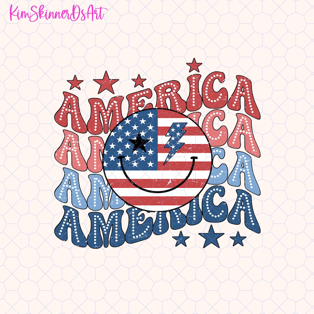 Retro America Smiley Face American Flag Png, America Vibes Png, USA 4th ...