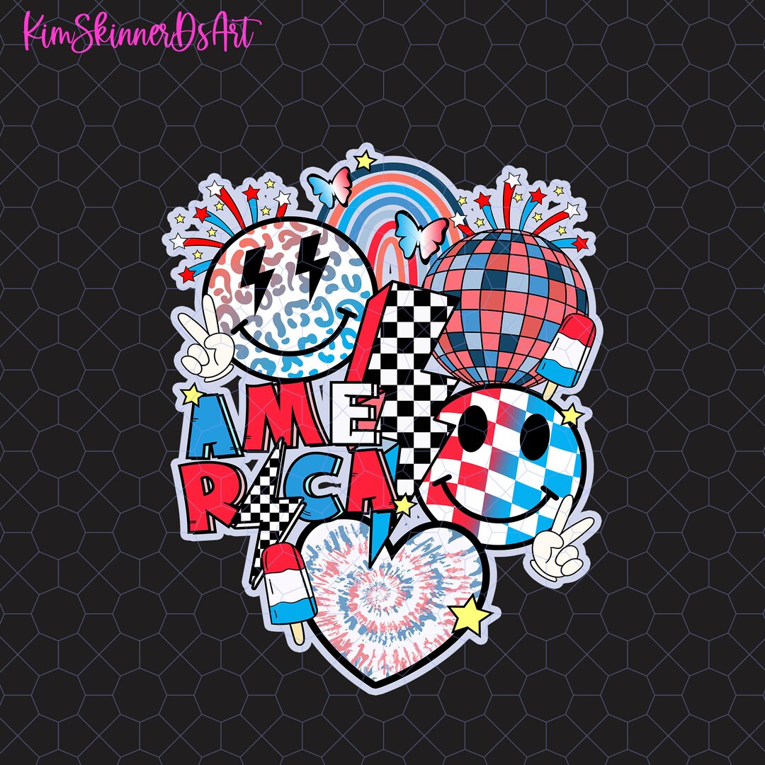 Retro America Smiley Face American Flag Png, America Vibes Png, USA 4th ...