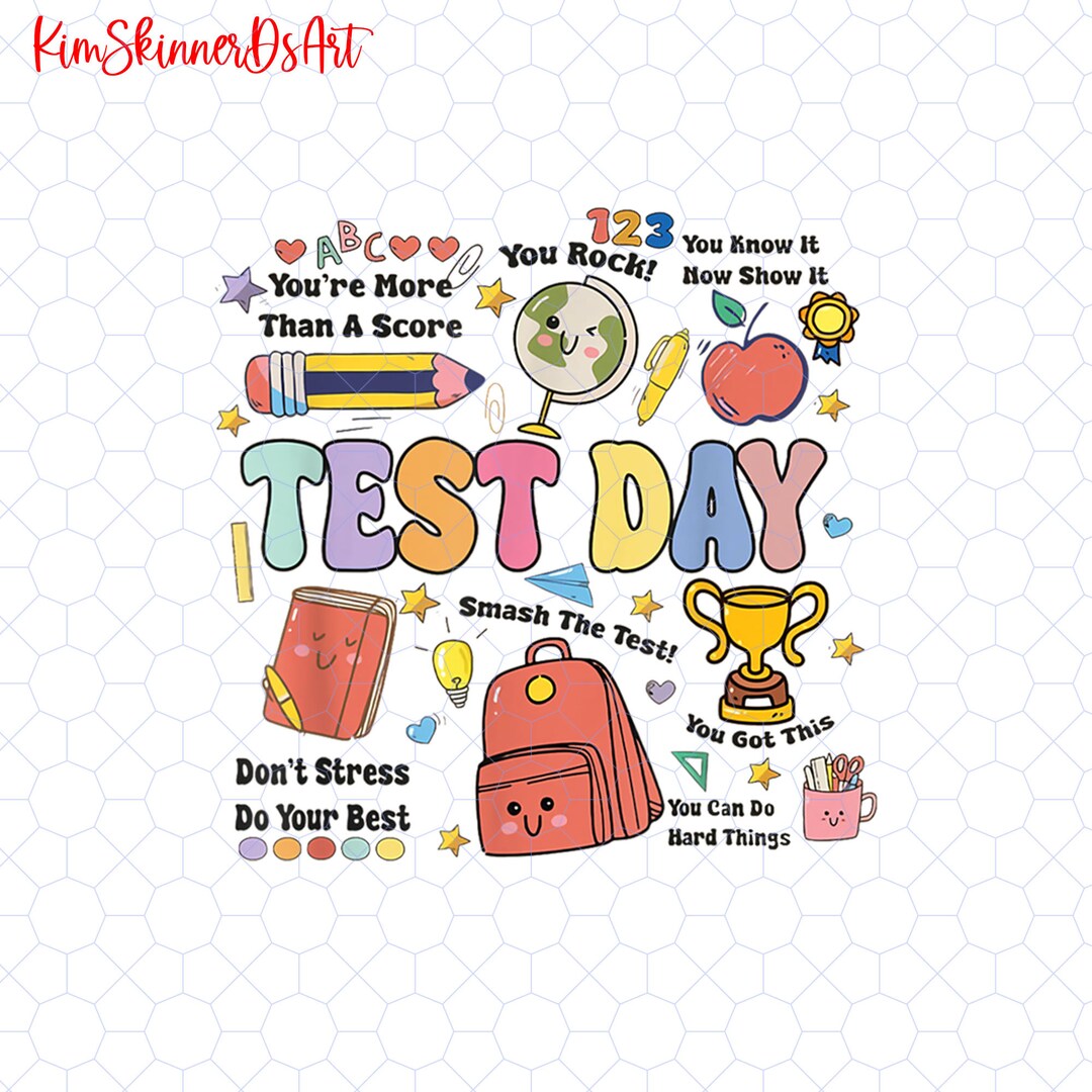 Retro Groovy Test Day Png, Teacher School Testing Day Png, State ...