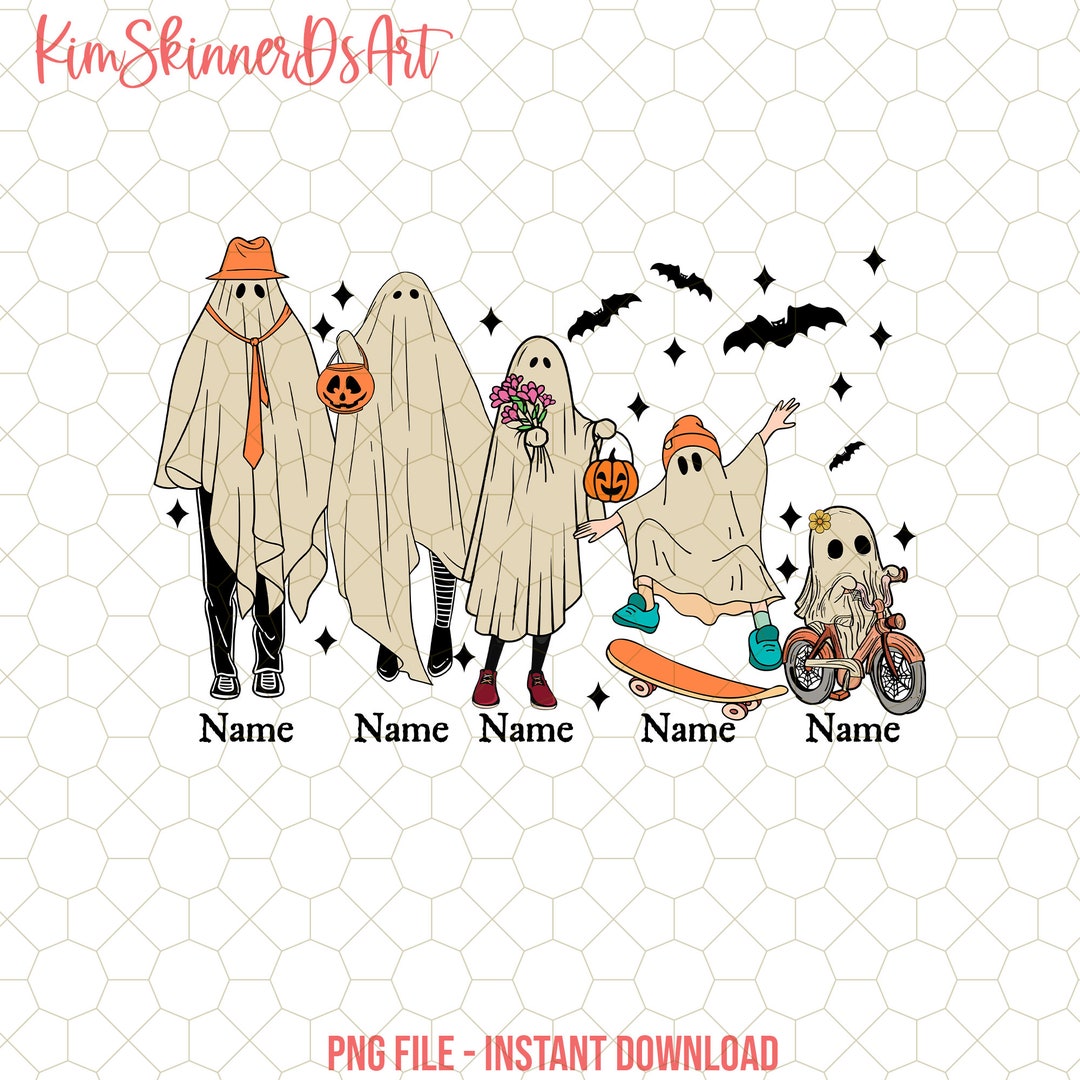 Custom Ghost Family Halloween Png, Personalized Spooky Family Png ...