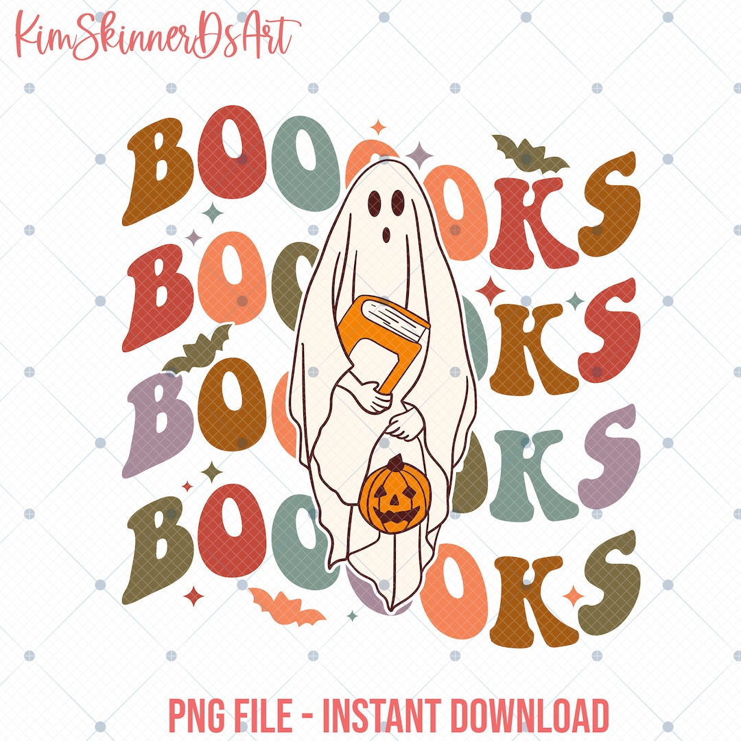 Retro Ghost Read Books Halloween Png, Spooky Teacher Holding Books Png ...