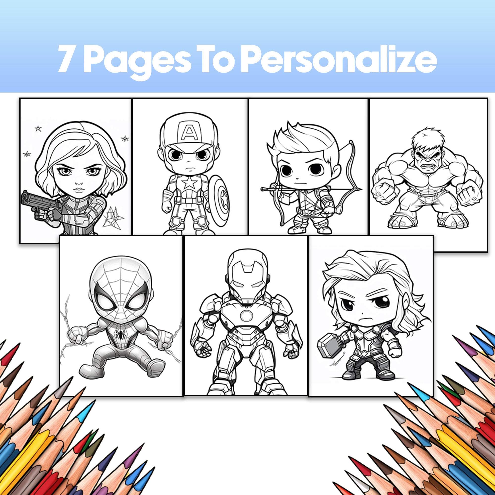 Personalized Avengers Coloring Pages, Custom Avengers Coloring, Custom ...
