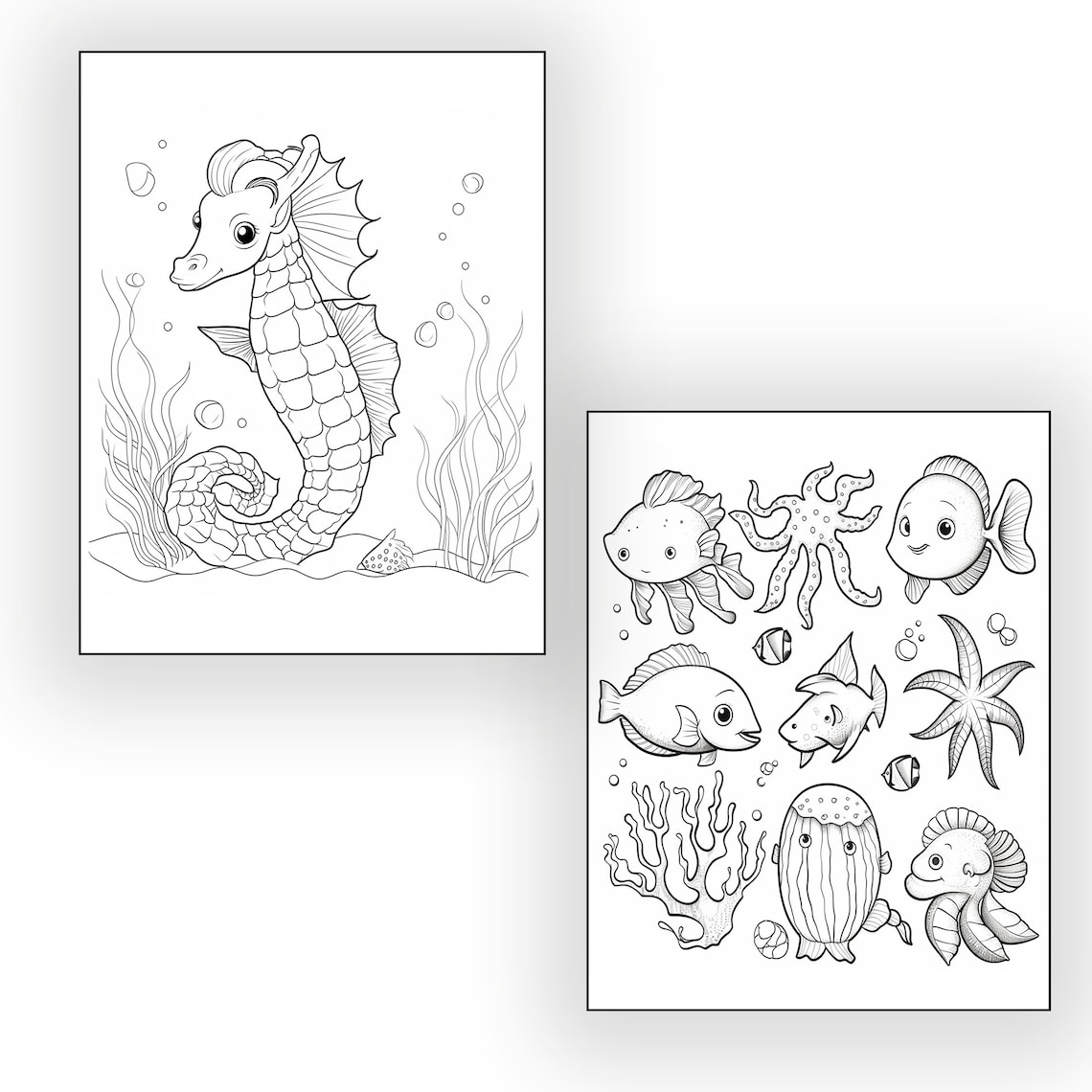 Under the Sea Coloring Book, 10 Printable Ocean Animal Pages (digital ...