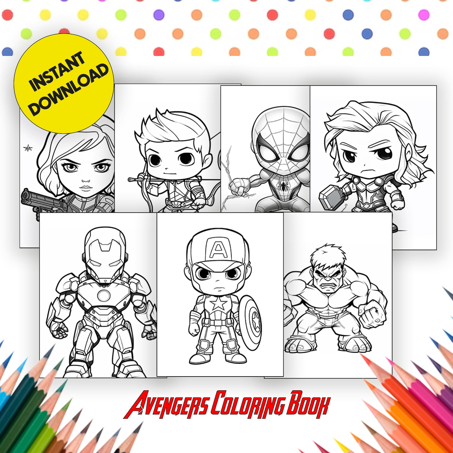 Avengers Coloring Book Printables, Coloring Book Pages, Kids Coloring ...