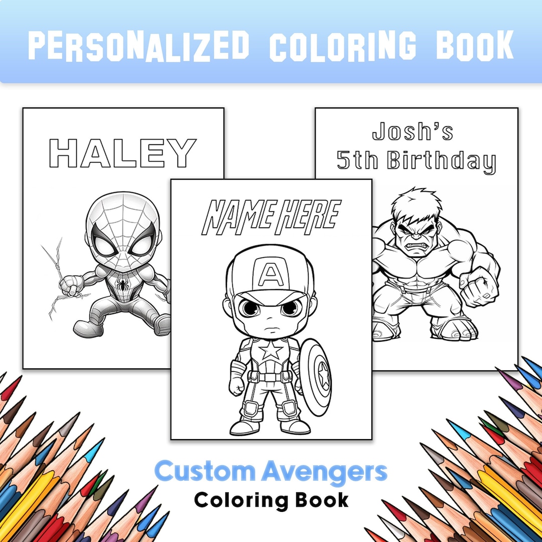 Personalized Avengers Coloring Pages, Custom Avengers Coloring, Custom ...